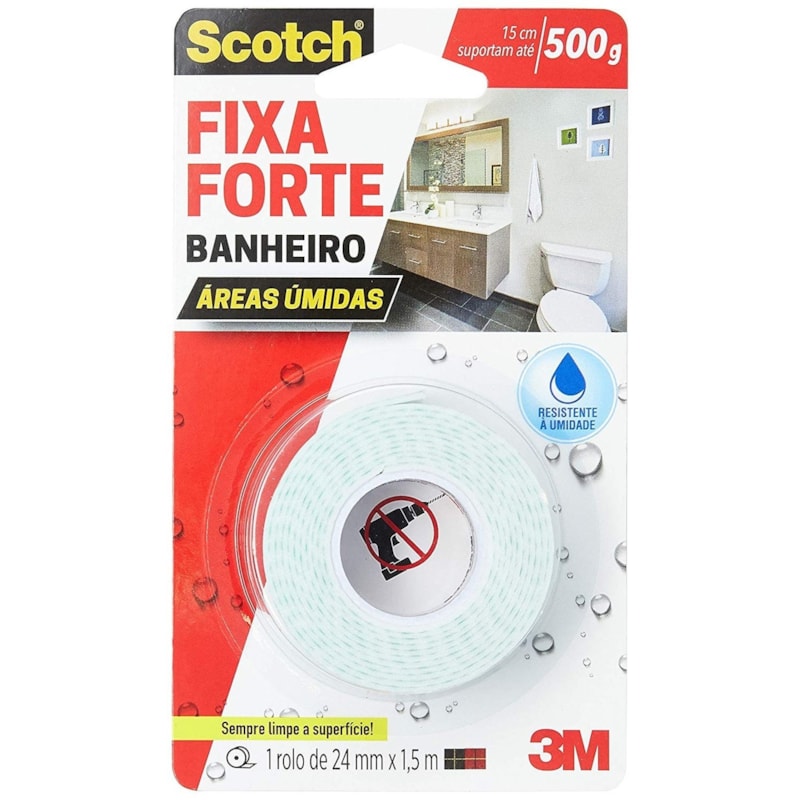 Compre Fita Dupla Face 3M Fixa Forte Banheiro 24 mm x 1 m - Adecil